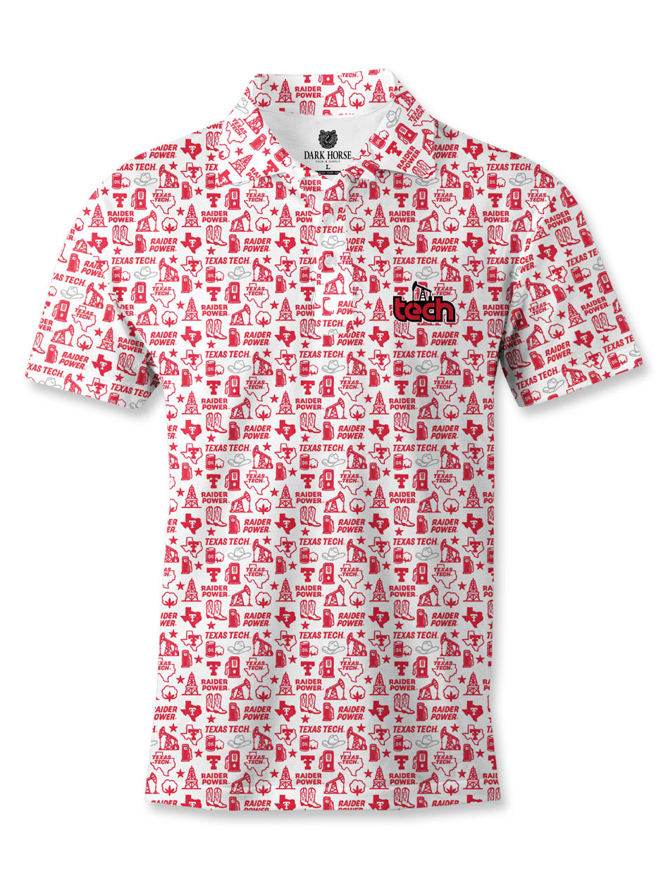 Texas Tech Dark Horse Raider Power "Oilfield Icon" Premium Polo – Red ...