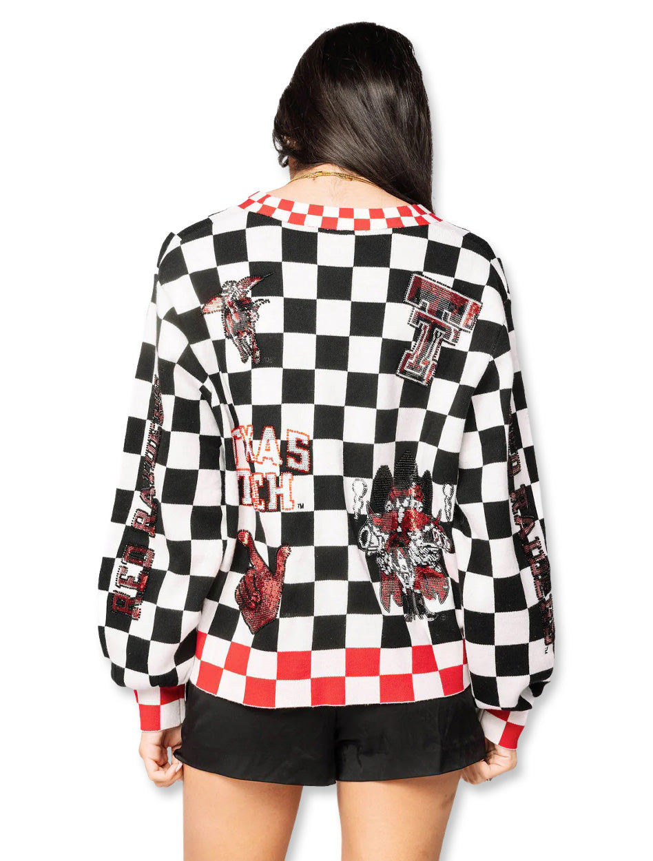 Texas Tech Queen of Sparkles Checkered Cardigan – Red Raider Outfitter